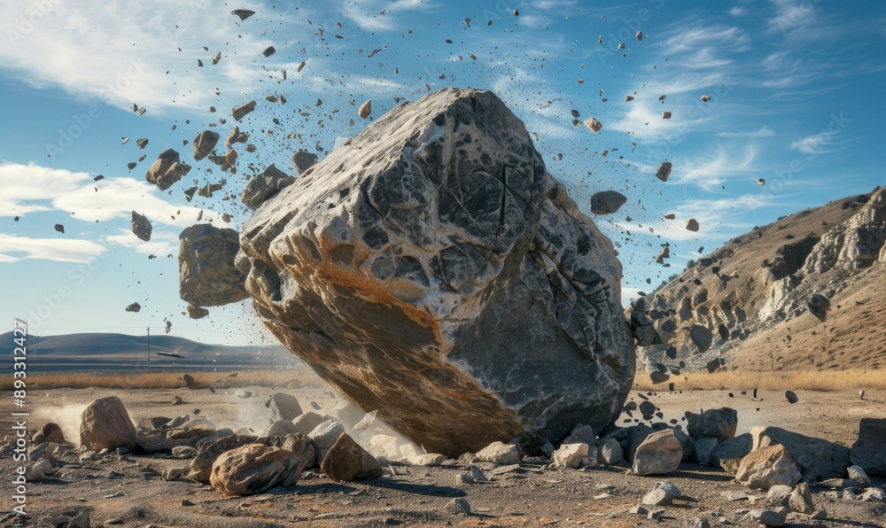 Explosive Geological Phenomenon: Massive Boulder Shatters with Dynamic ...