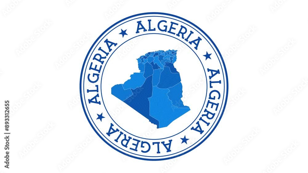 Algeria intro. Badge with the circular name and map of the country ...