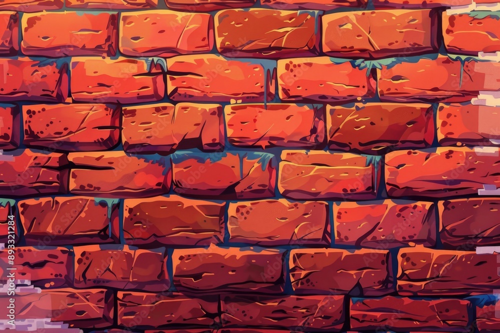 Cartoon Brick Wall. Fun and Colorful Cartoon Background for Film or ...