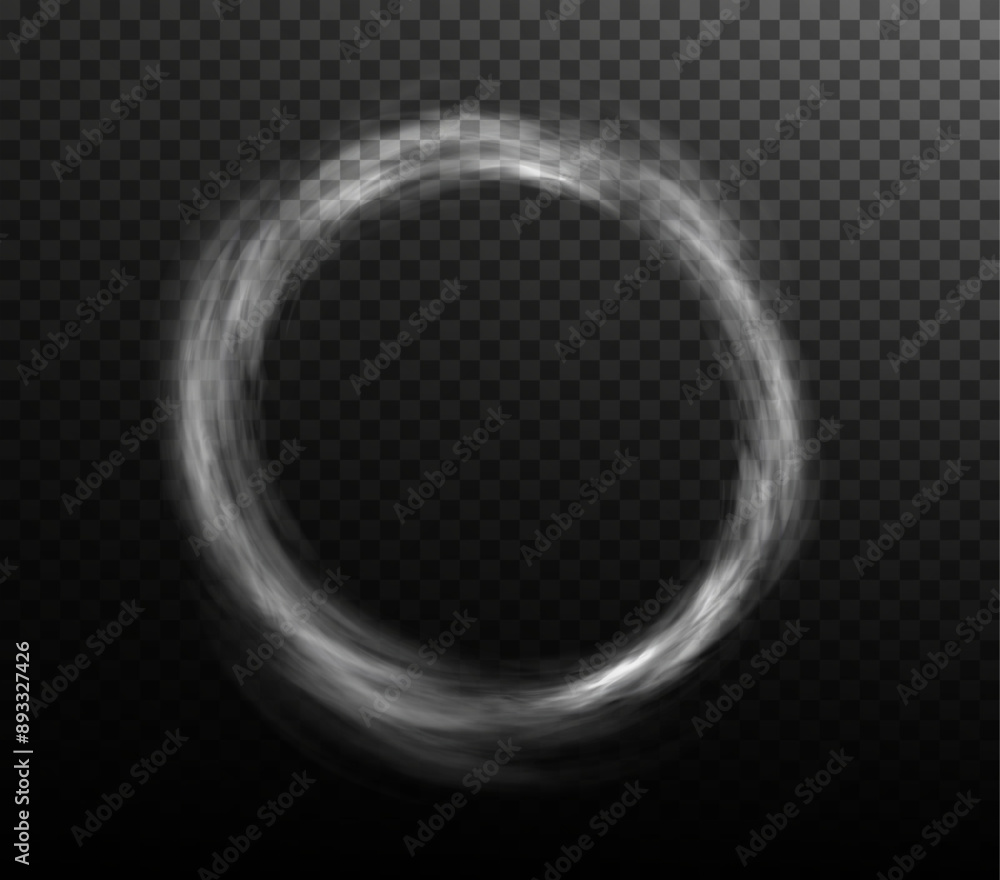 White smoke ring puff isolated on transparent black background. PNG ...