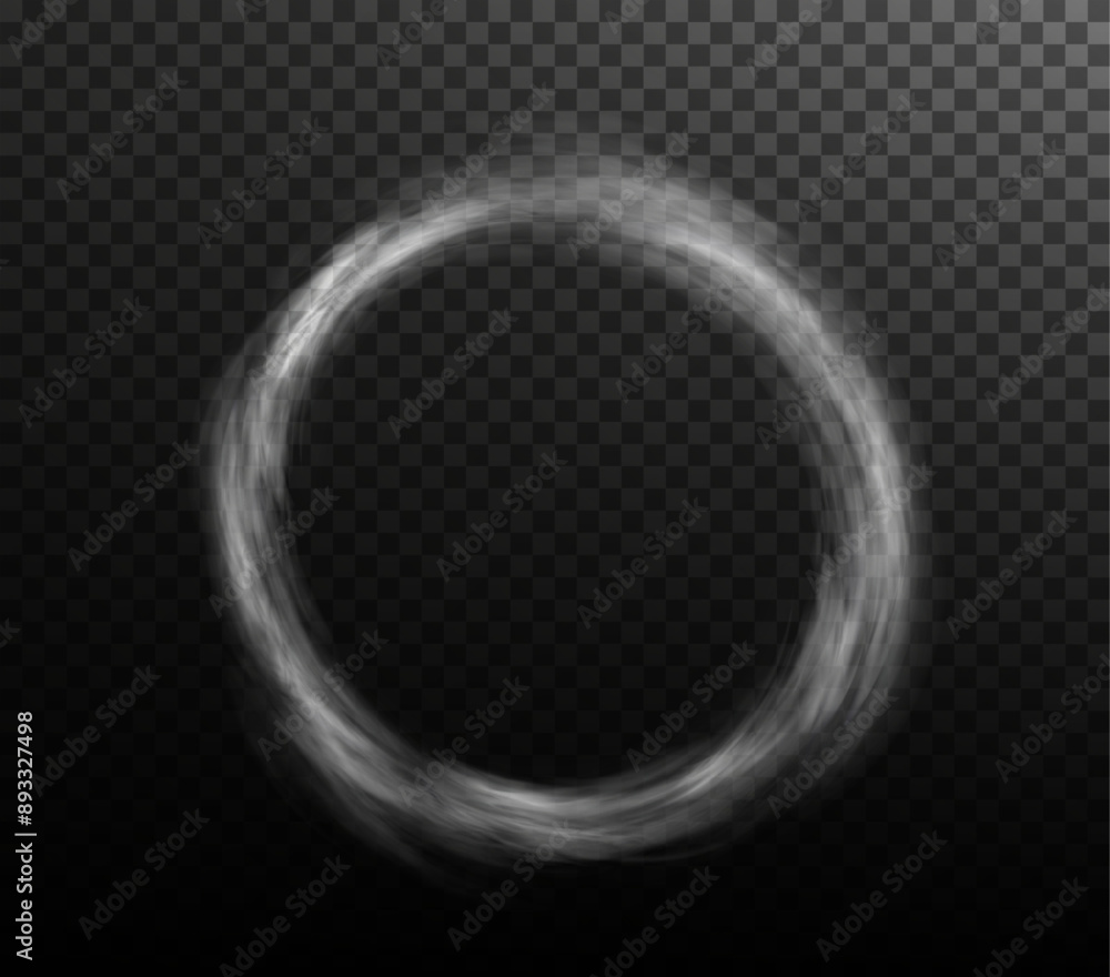 White smoke ring puff isolated on transparent black background. PNG ...