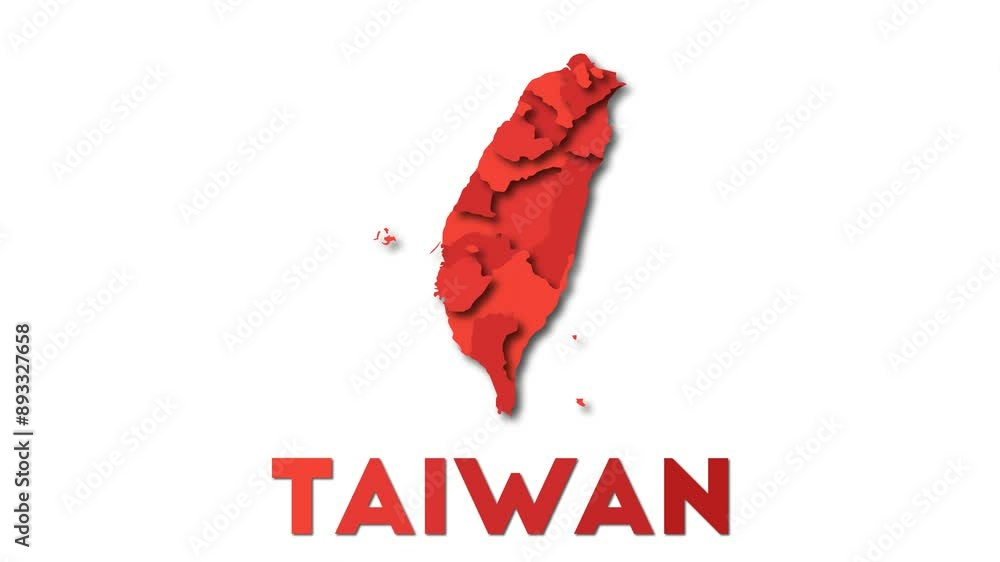 Taiwan map showing regions. Animated country map with title. 4k ...