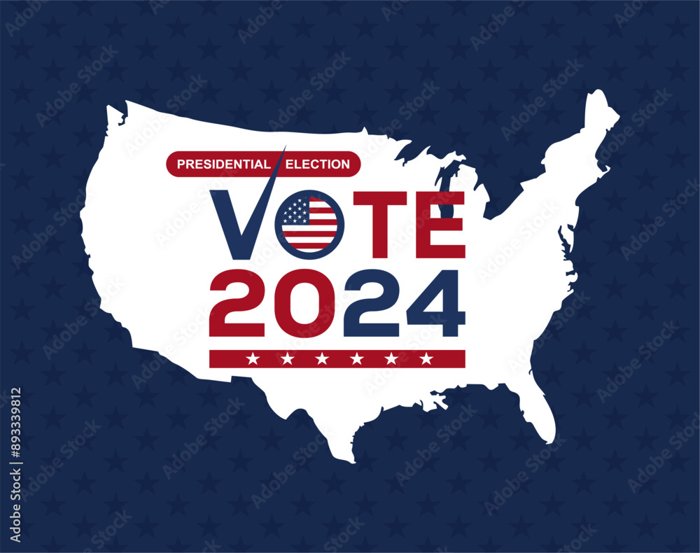 US presidential election vote November 2024 template design with us map ...