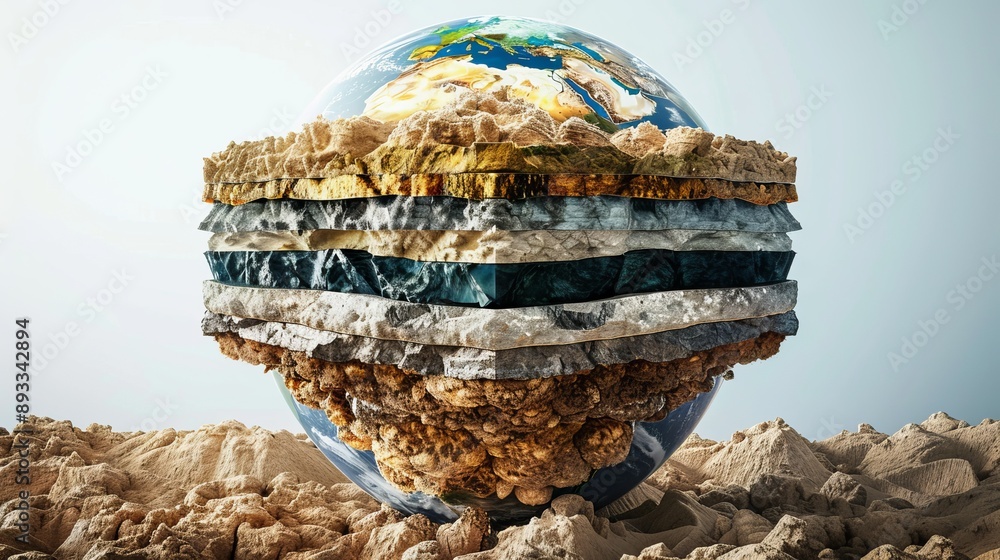 Structural model of the Earth: from crust to core, layer-by-layer image ...