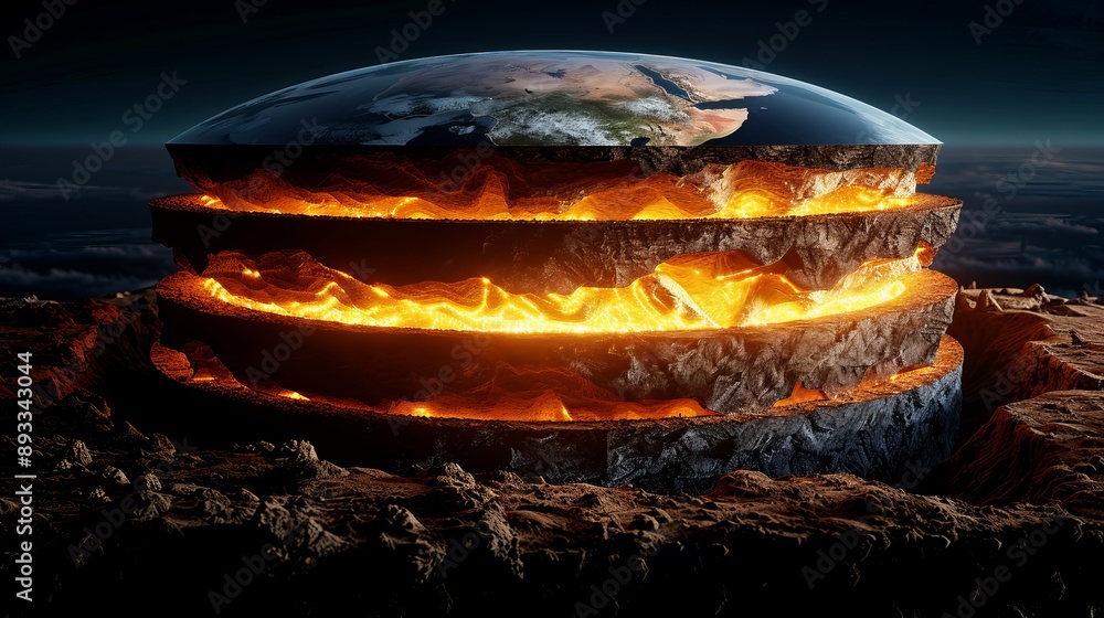 A detailed diagram of the Earth, showing layers from crust to core ...