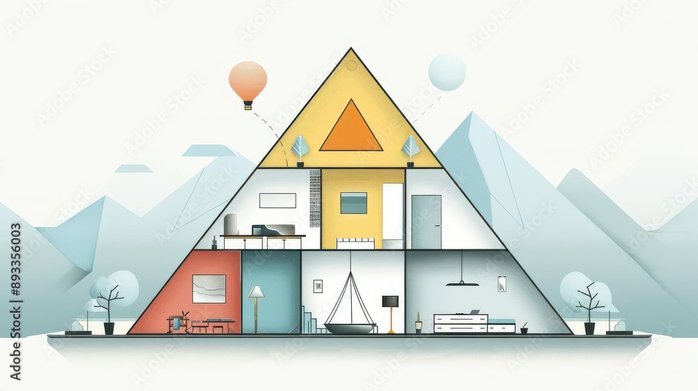 debt-free journey flat design top view minimalist lifestyle cartoon ...