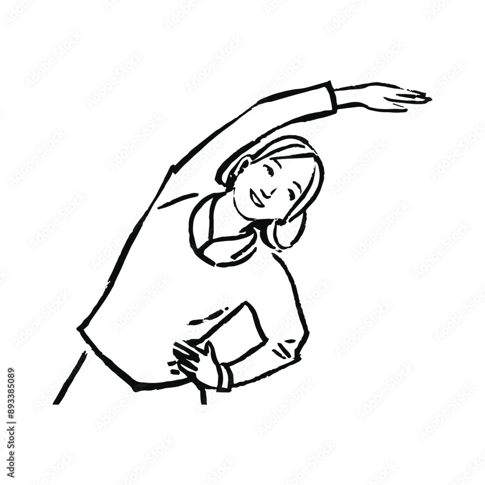 Hand drawn line art minimalist wellness illustration. Abstract rough ...