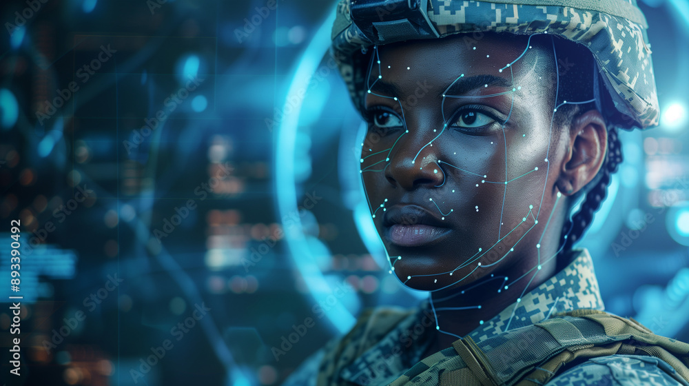 Portrait of an African American Female Soldier with Inclusive AI Facial ...