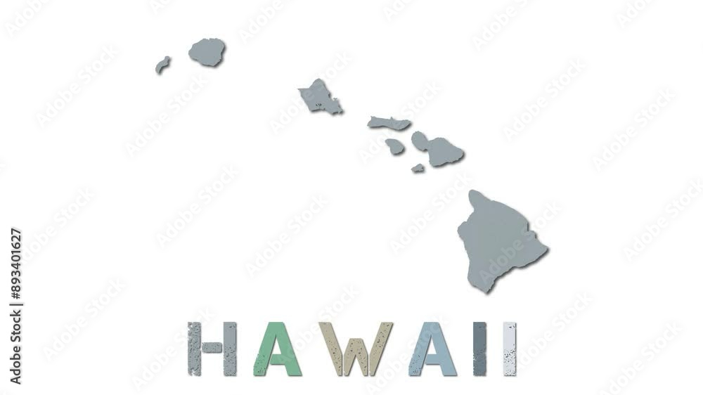 Hawaii map with paper regions. Animated island map growing from regions ...