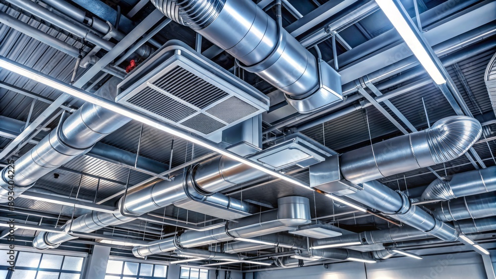 Modern air conditioning units and heating vents installed in a sleek ...