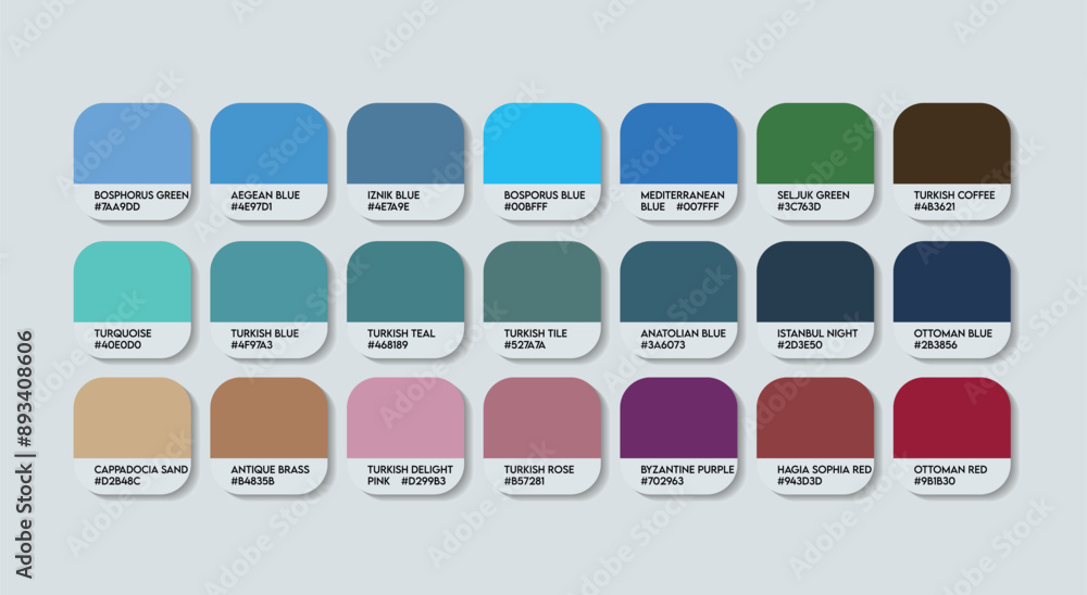 Turkish Color Palette, Turkish Color Guide Palette with Color Names ...