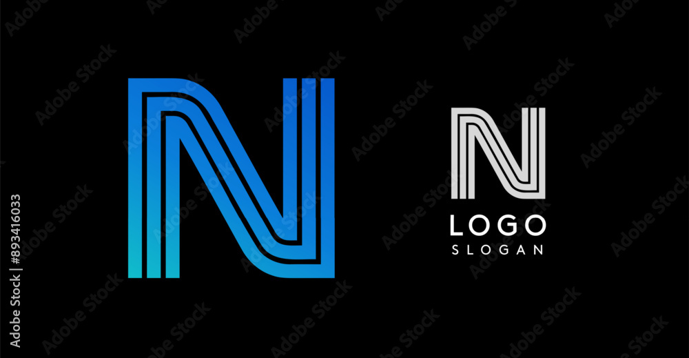 Modern blue gradient letter N logo. Sleek, minimalistic design with ...
