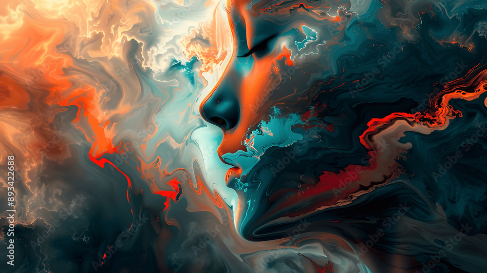 Abstracts of human portraits showing different human emotions and ...