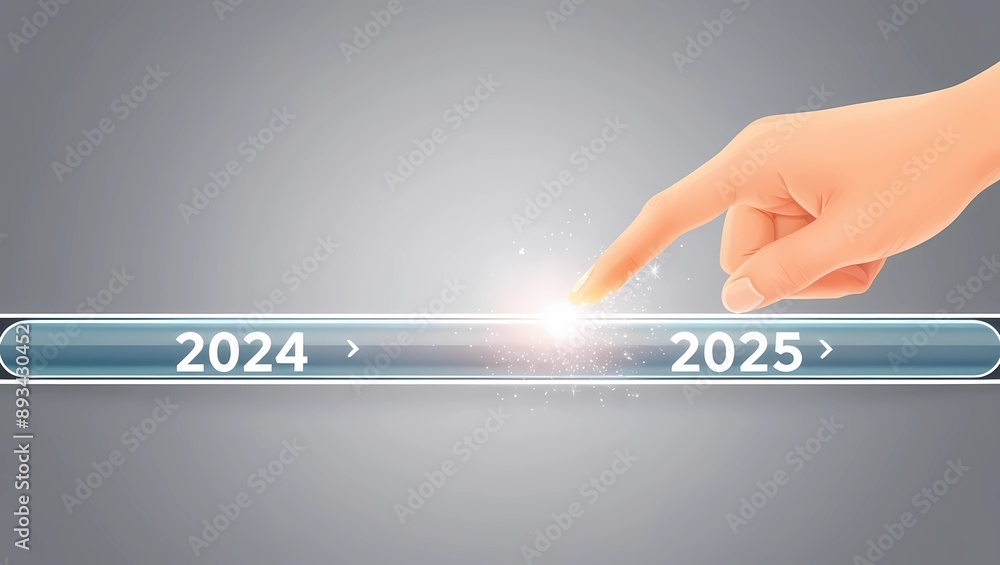 Hand Transitioning from 2024 to 2025 with Sparkling Effect Stock Illustration | Adobe Stock