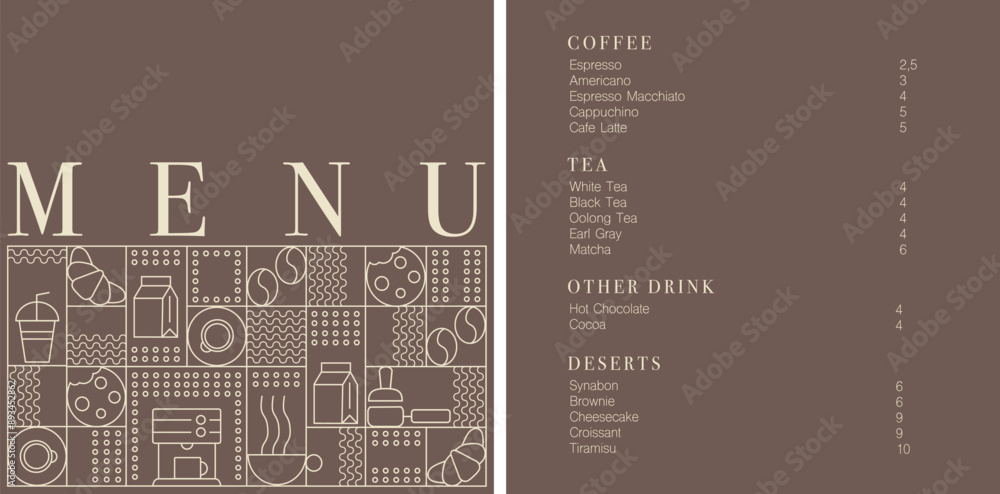 Cafe design menu. Coffee drinks menu price list for cafe, coffee shop ...