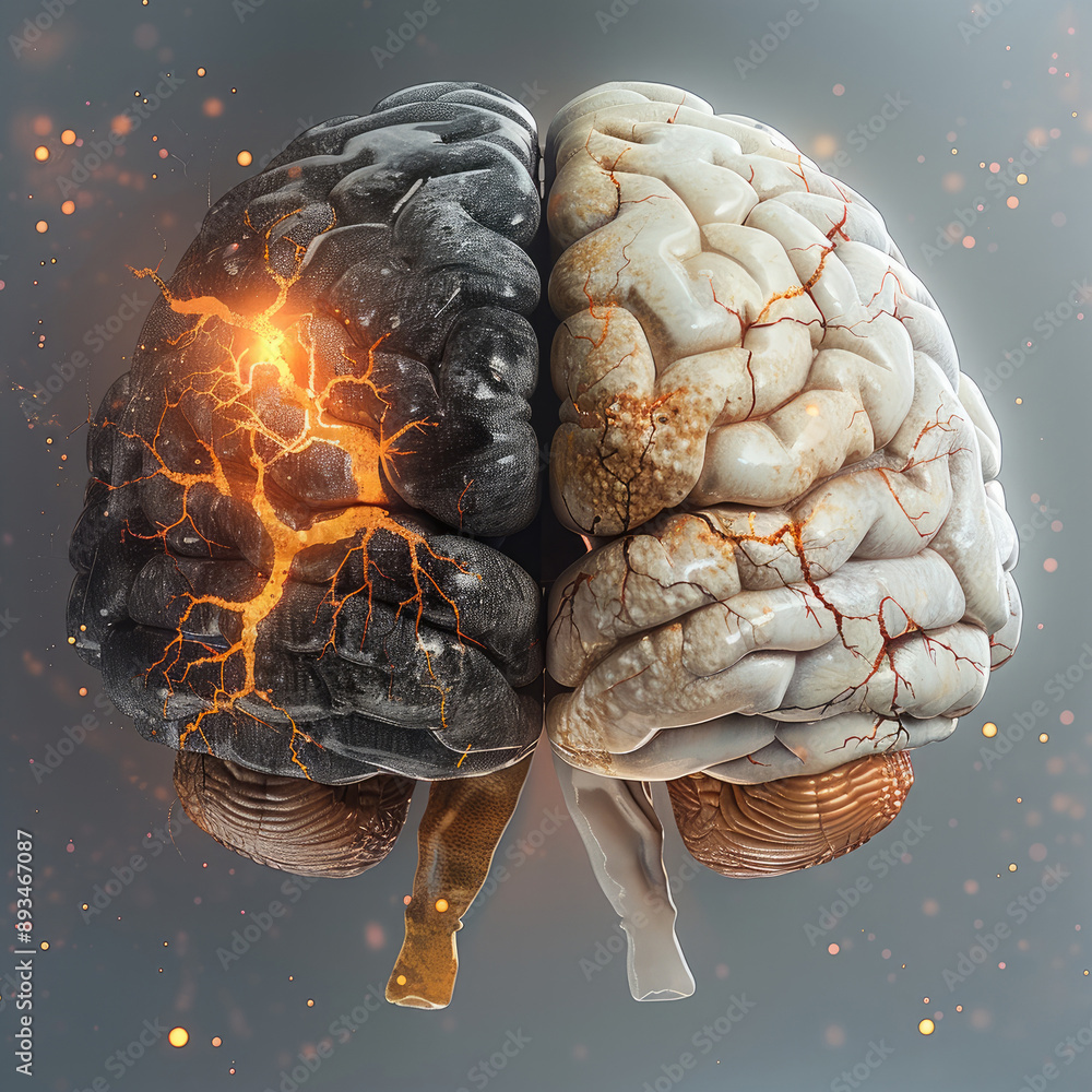 A bad brain that has Alzheimer on the left then a great healthy brain ...