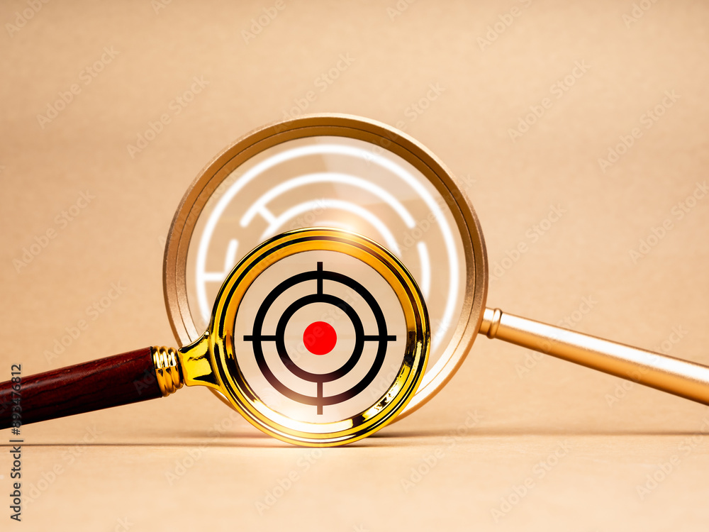 Target solution, accuracy solving development concept. Big aim icon in ...