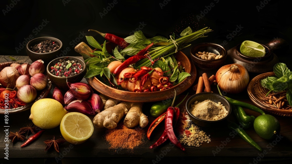 Photos of Thai food condiments. Spices and flavors Stock Photo | Adobe ...