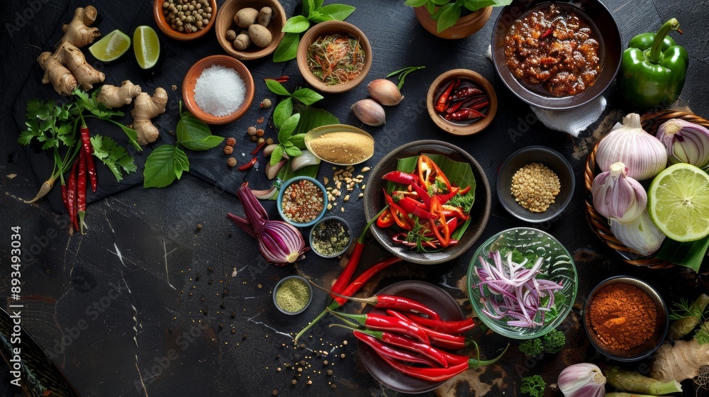 Photos of Thai food condiments. Spices and flavors Stock Photo | Adobe ...