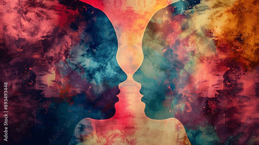 Abstracts of human portraits showing different human emotions and ...