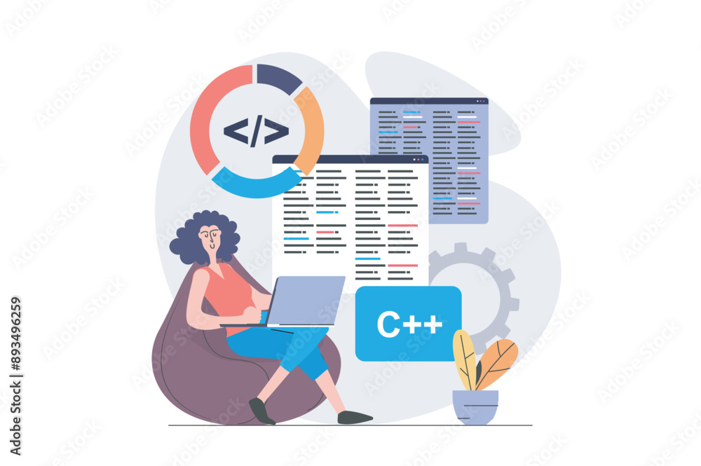 Development and programming concept in modern flat design for web ...