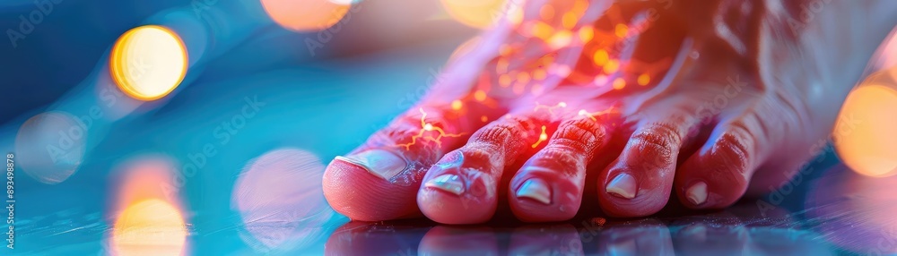 Detailed illustration of a toe with gout, showcasing puffiness and ...