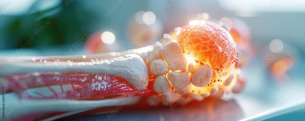 Detailed view of an elbow joint with intense autoimmune gout, showing ...