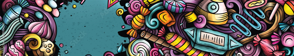 Cartoon vector doodle Candies banner design Stock Vector | Adobe Stock