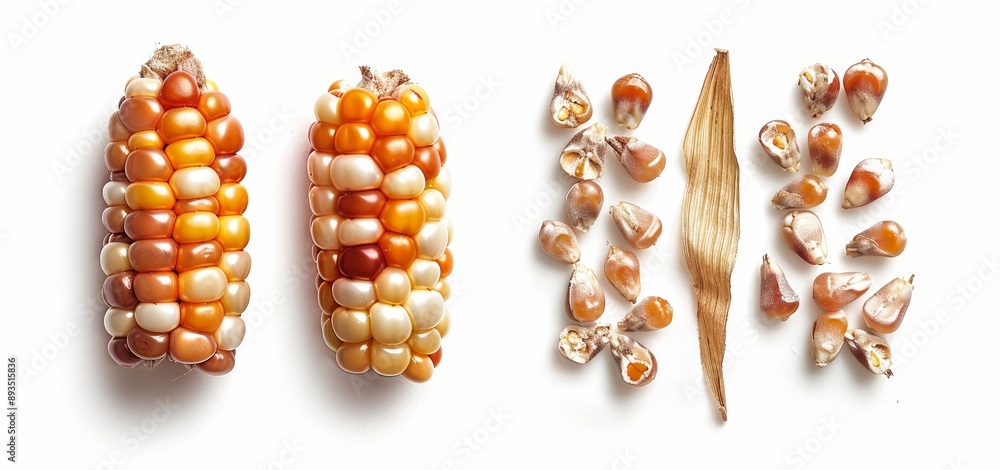 In this picture, ripe and moldy corn kernel piles are compared on a ...