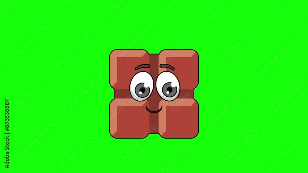 chocolate bar cartoon with a smiling face with heart eyes, emoji ...