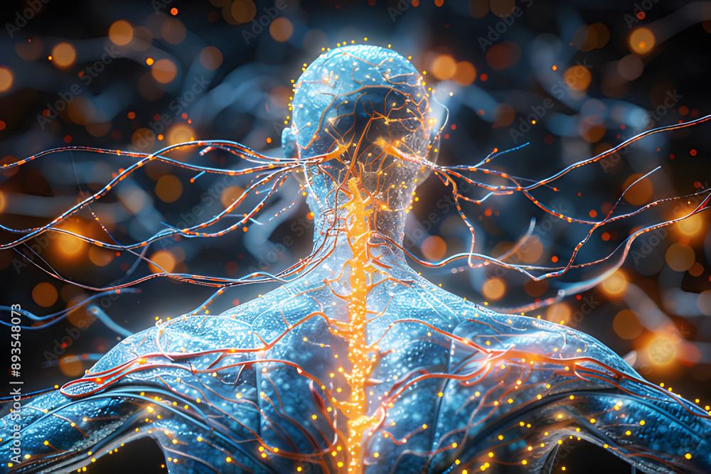 Behind Human nervous system cell structure in medical science graphic ...