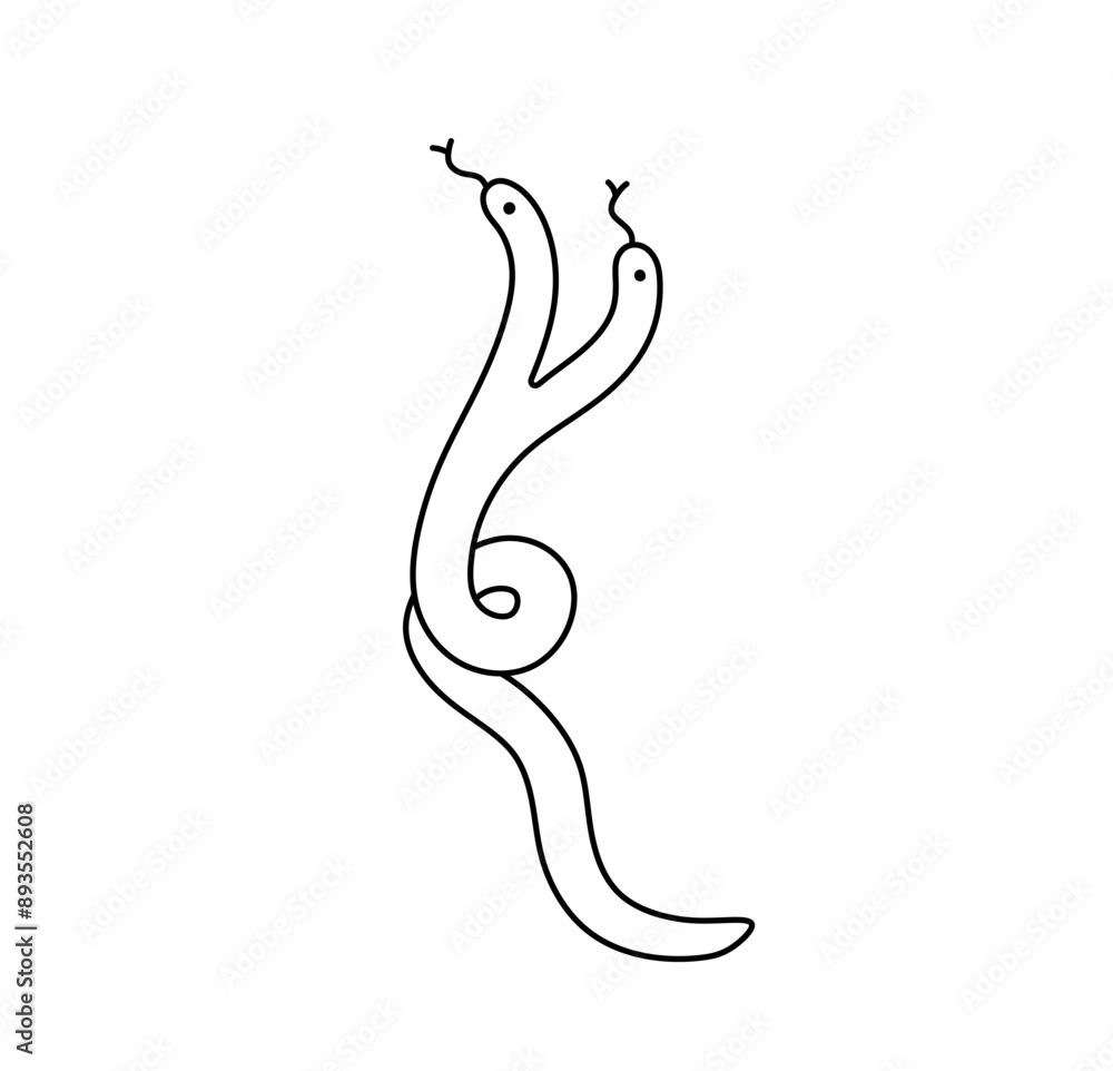 Vector isolated two headed mutant snake tattoo colorless black and ...
