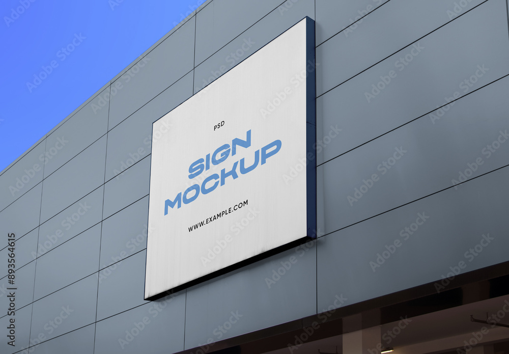 Huge Sign On Wall Mockup Stock Template | Adobe Stock