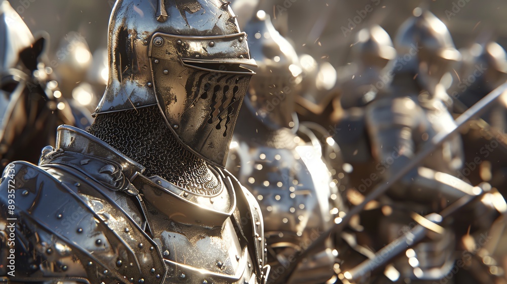 Medieval knights in shining armor, ready for battle, showcasing ...