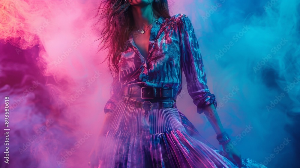 Photorealistic Full-Body Fashion Shot Featuring Hyper-Realistic Tie-Dye ...