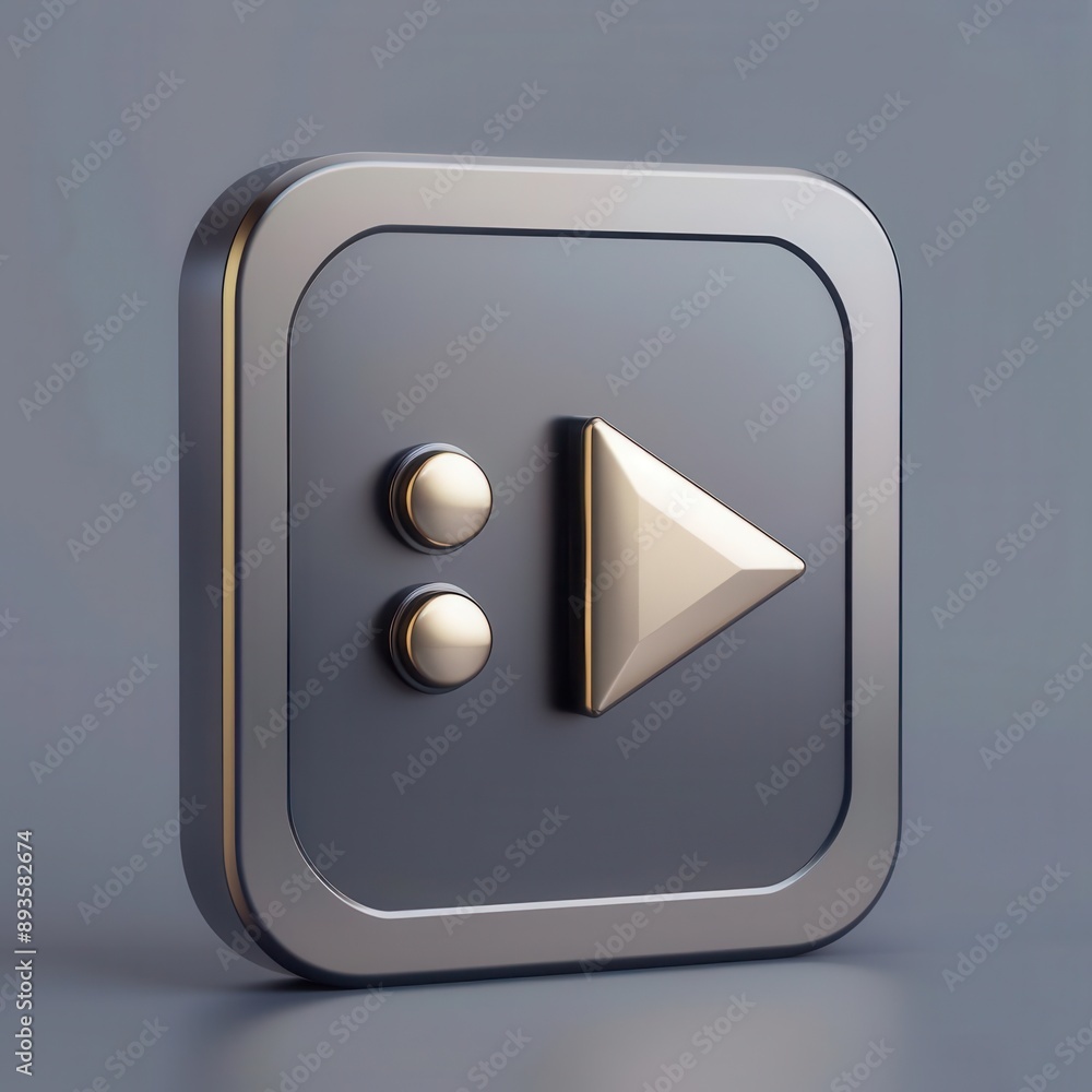 3d icon of a video player interface sleek modern design with play ...