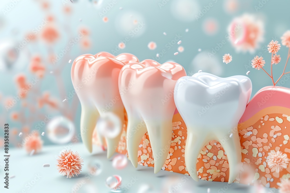 Hyper-realistic portrayal of a tooth with severe periodontal disease ...