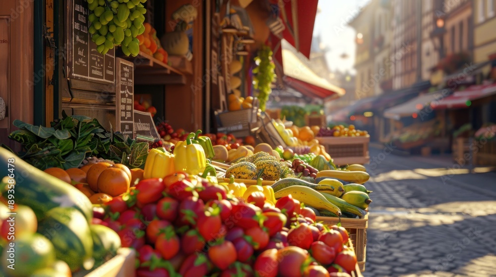Close-up of the traditional German market stalls in Bayreuth, with ...