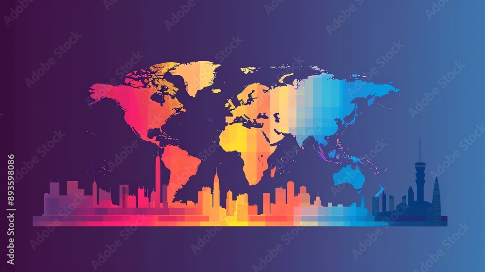 Global temperature rise, world map with heat zones, flat design ...