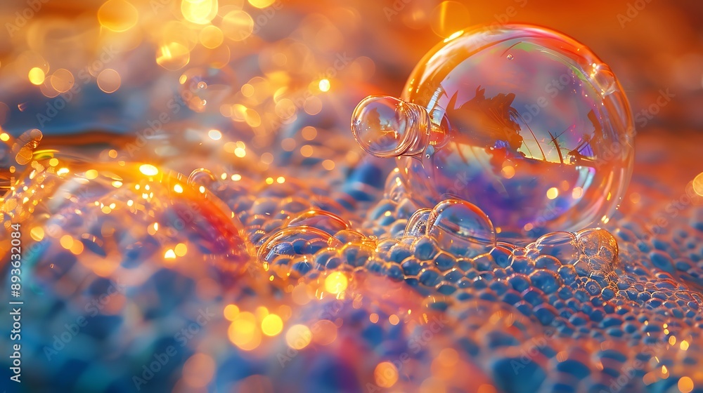 8K resolution macro image of a soap bubble's surface, swirling ...
