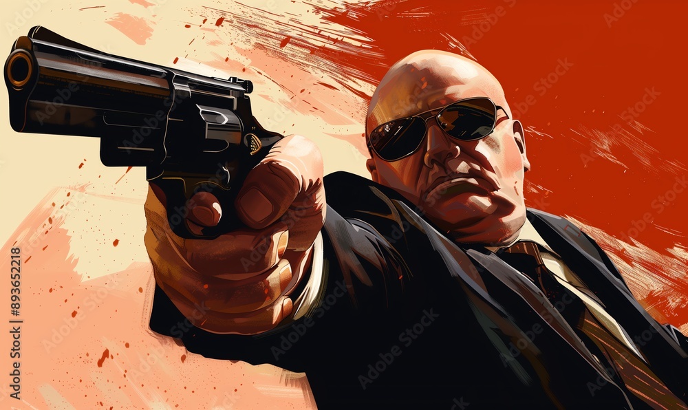 Random fictional gangster, mobster, mafioso or cartel criminal pointing ...