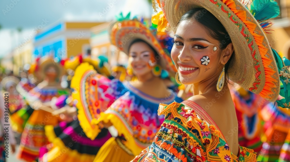 colorful parade for Hispanic Heritage Month featuring dancers ...