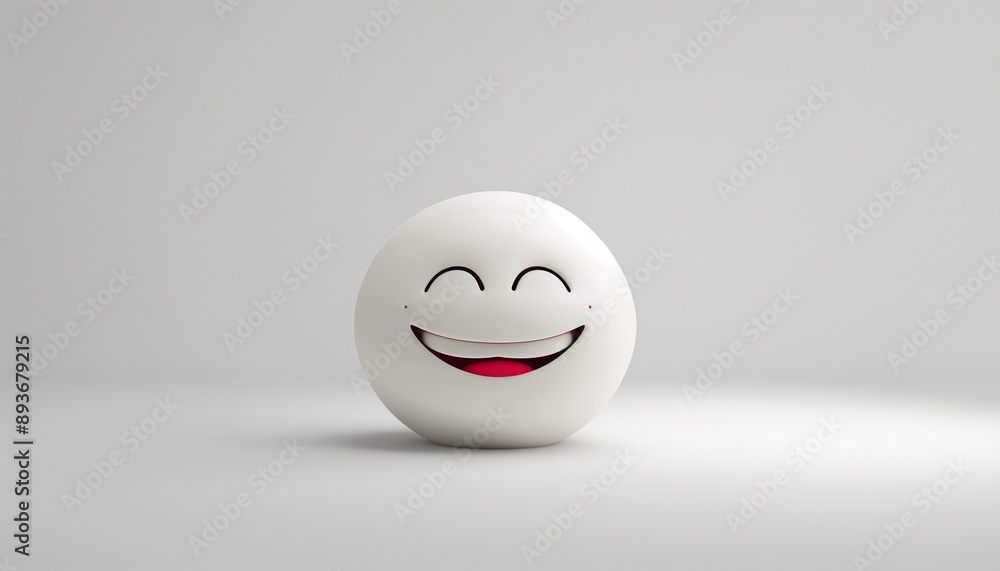 A minimalist design of a laughing emoji with closed eyes, featuring a ...