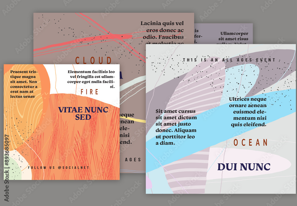 Social Media Square Post Layout Overlapping Blobs Textured With Spots ...