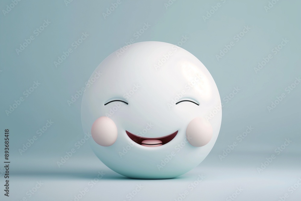 An elegant and refined laughing emoji with closed eyes, depicted in a ...