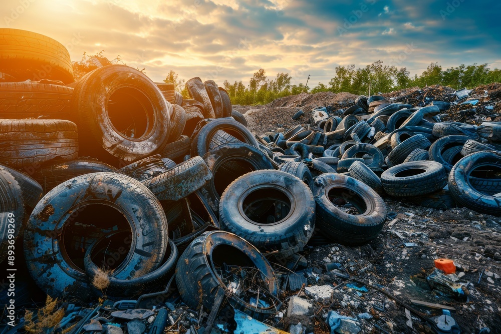Recycling old tires for reuse and disposal Turned into regenerated ...