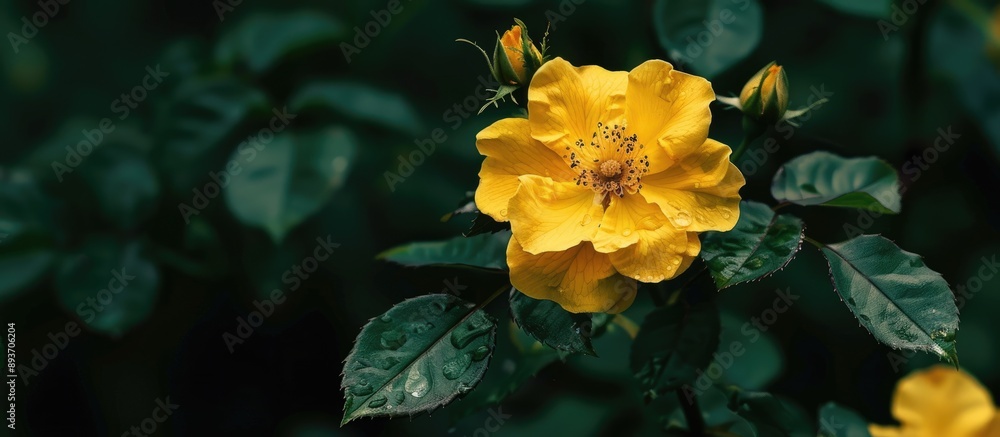 The Yellow Chinese rose plant, scientifically named Rosa chinensis Jacq ...