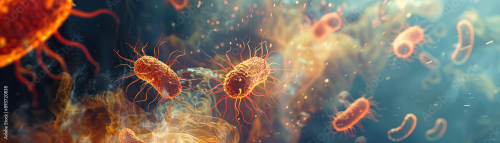 Bacteria spreading on a surface, showing the process of contamination ...