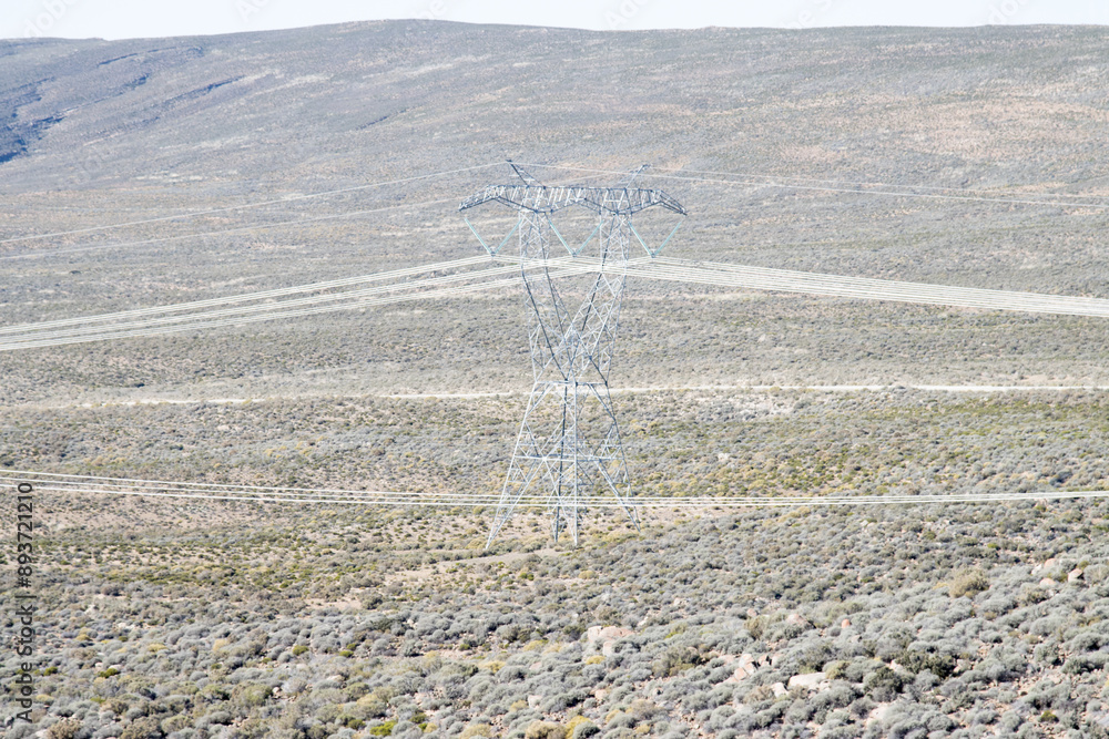 Power lines near Sutherland, South Africa carrying power from wind ...