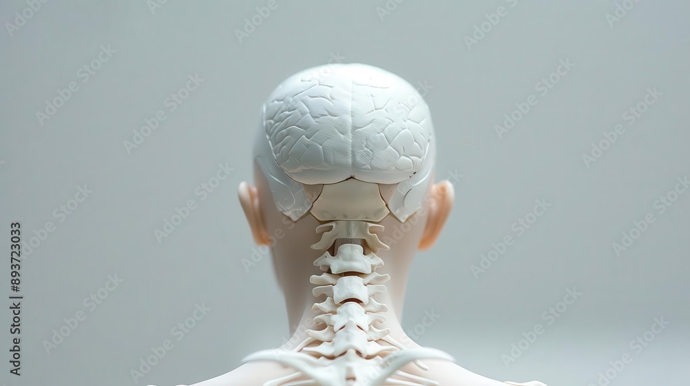 Anatomy model showing the human brain and spinal cord structures from ...